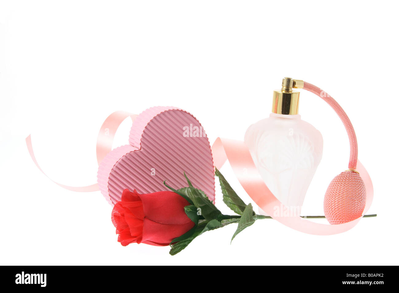 Perfume Bottle with Red Rose and Gift Box Stock Photo - Alamy