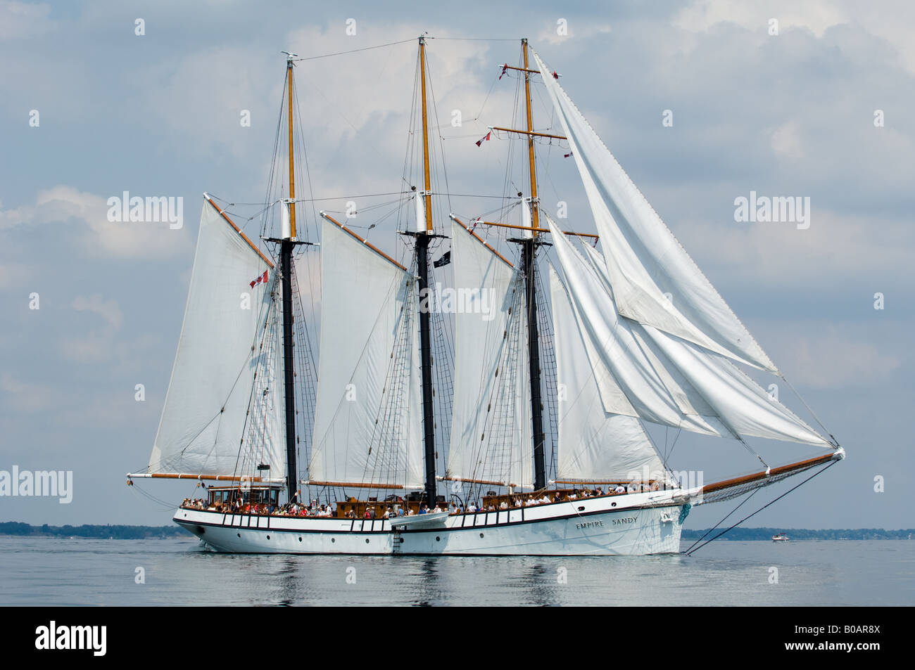 The popular sailing ship "Empire Sandy" takes tourist out for an ...