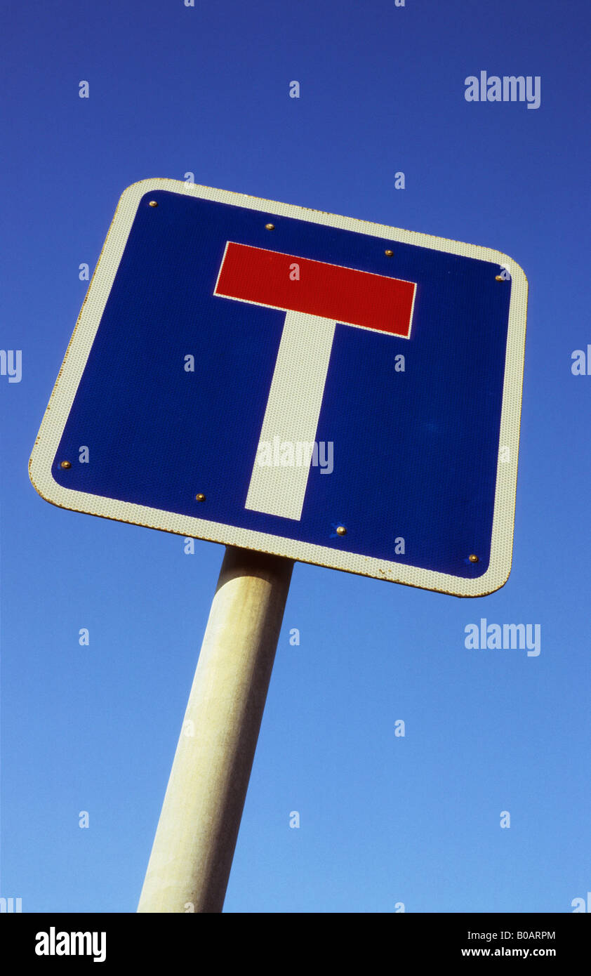 warning sign of end of the road ahead Leeds Yorkshire UK Stock Photo ...