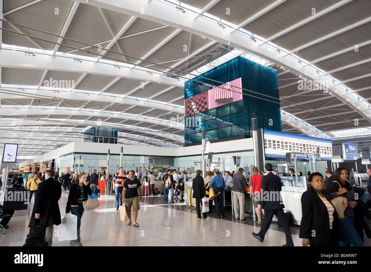 security control at heathrow s terminal five london Stock Photo - Alamy