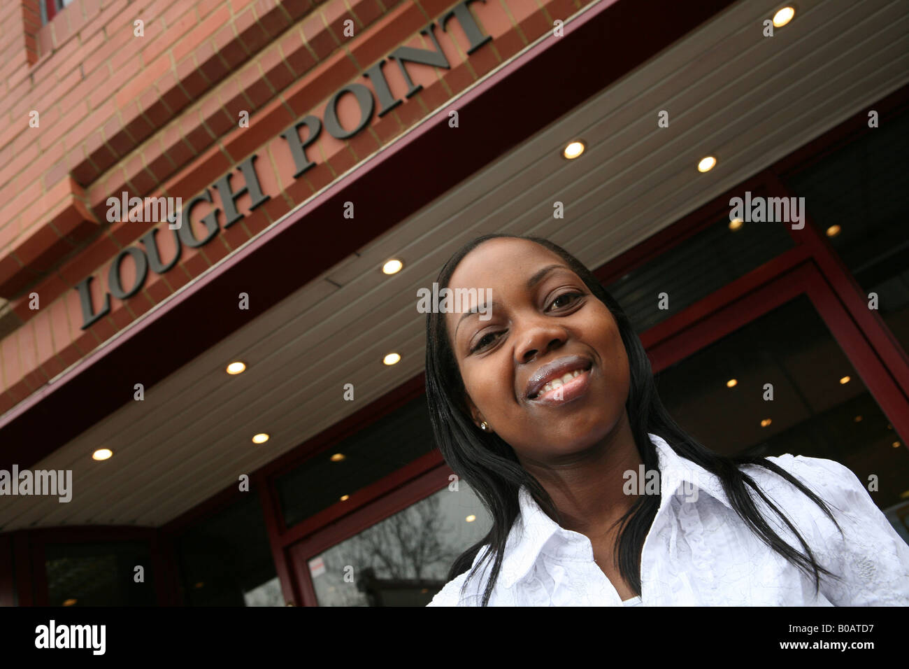 a portrait of a black solicitor outside of her office Stock Photo - Alamy