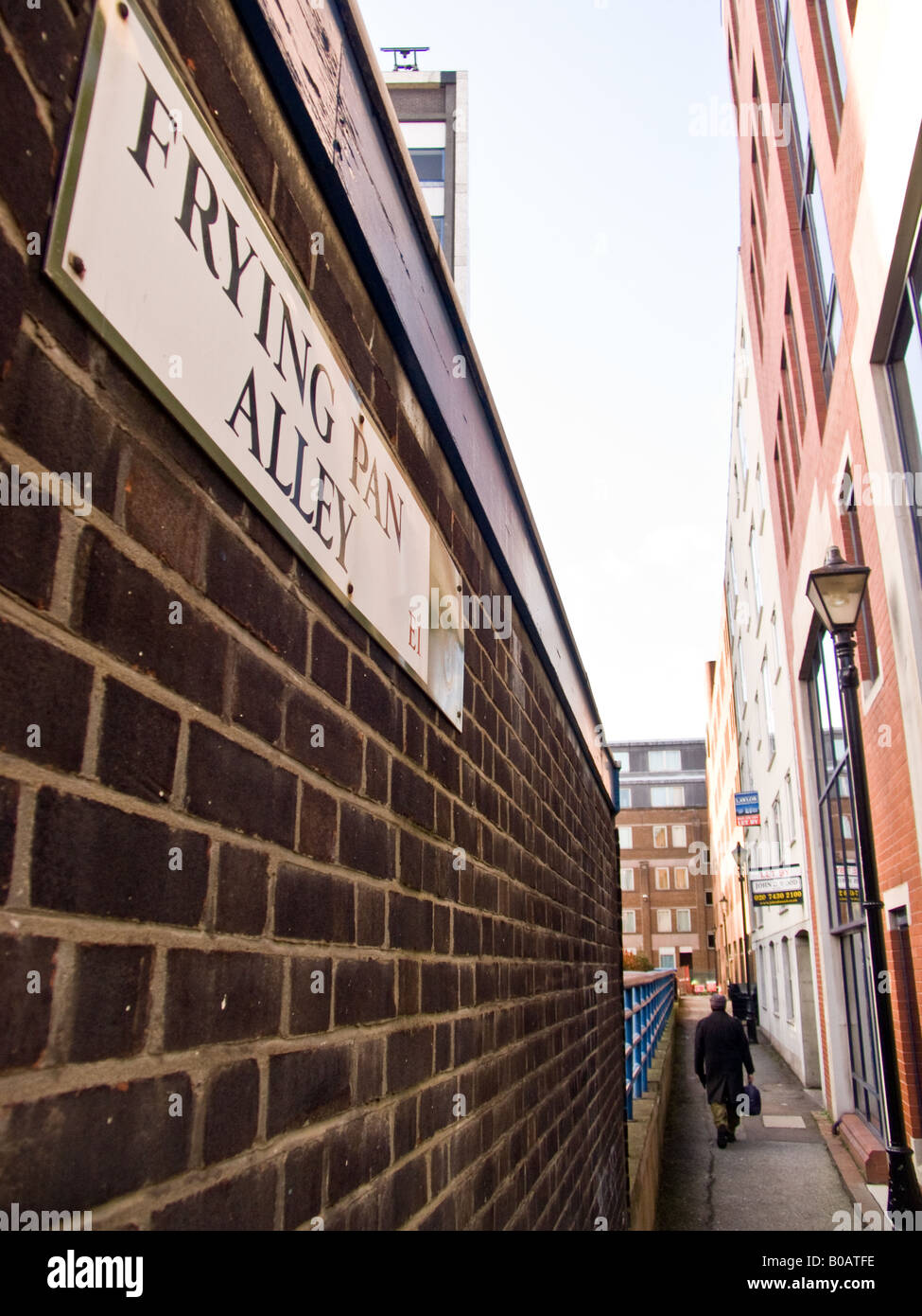 Street sign depicting Frying Pan Alley in London Stock Photo - Alamy