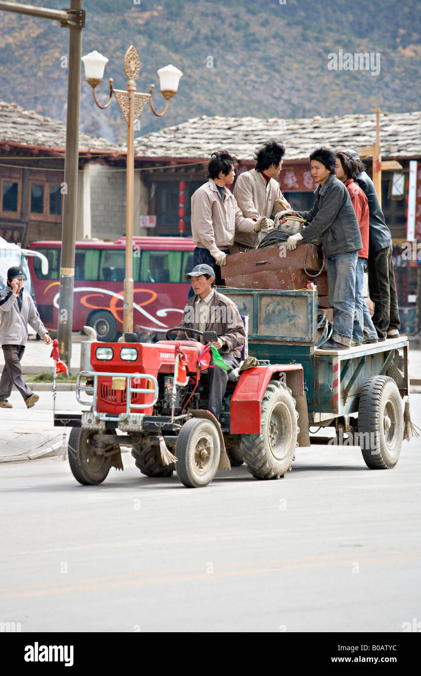 Miniature tractor is common Chinese local transport Zhongdian Yunnan ...