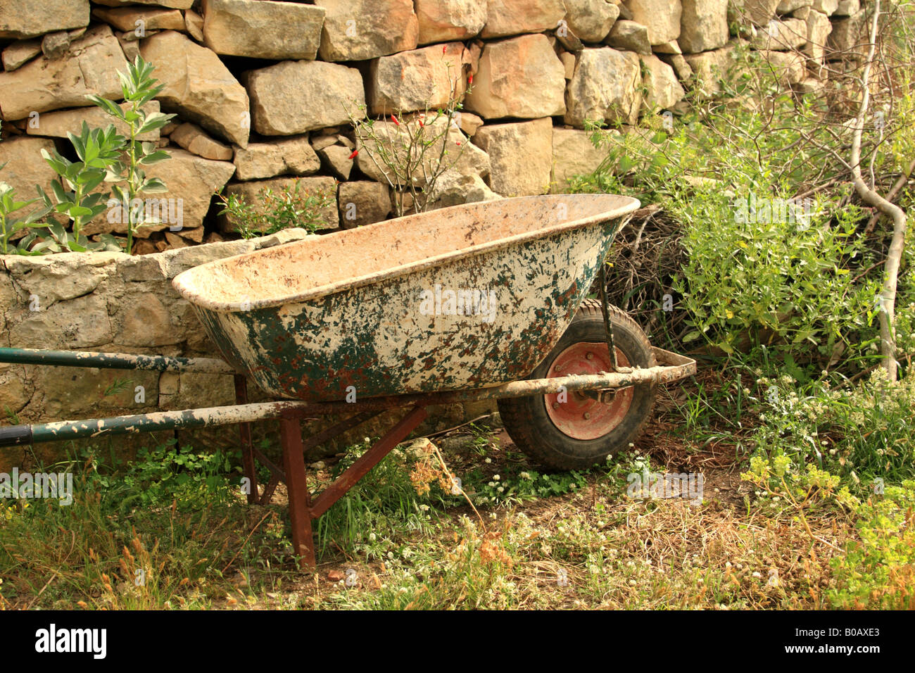 Wheelbarrow on Maltese Farm Stock Photo - Alamy