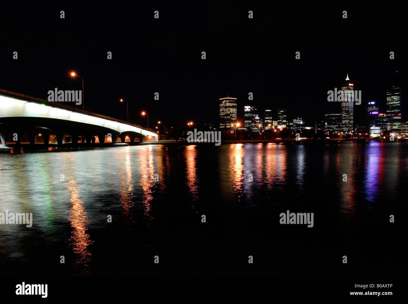 Perth city from across Swan River at night Stock Photo - Alamy