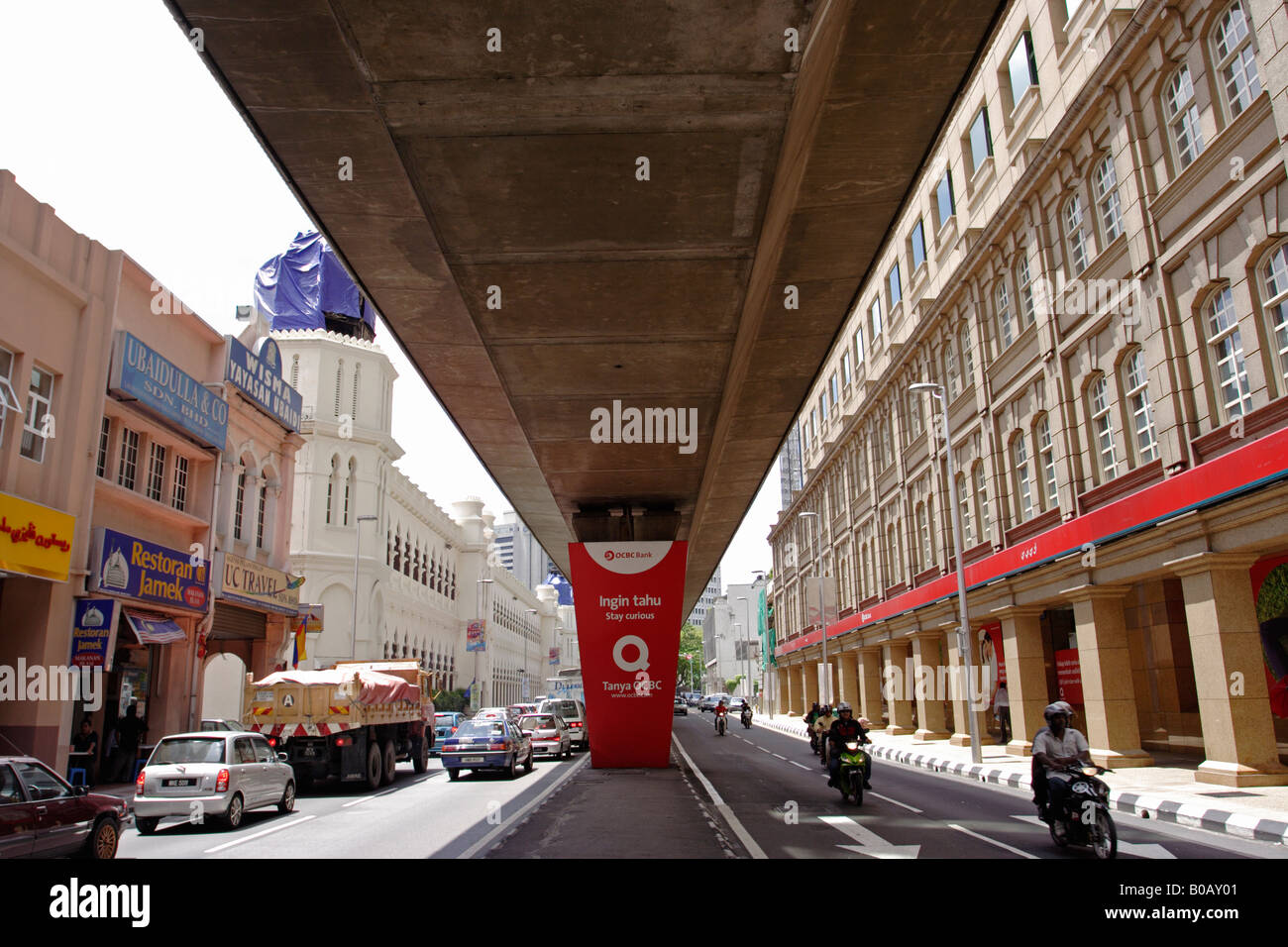 Underneath elevated railway track in Kuala Lumpur, Malaysia Stock Photo ...