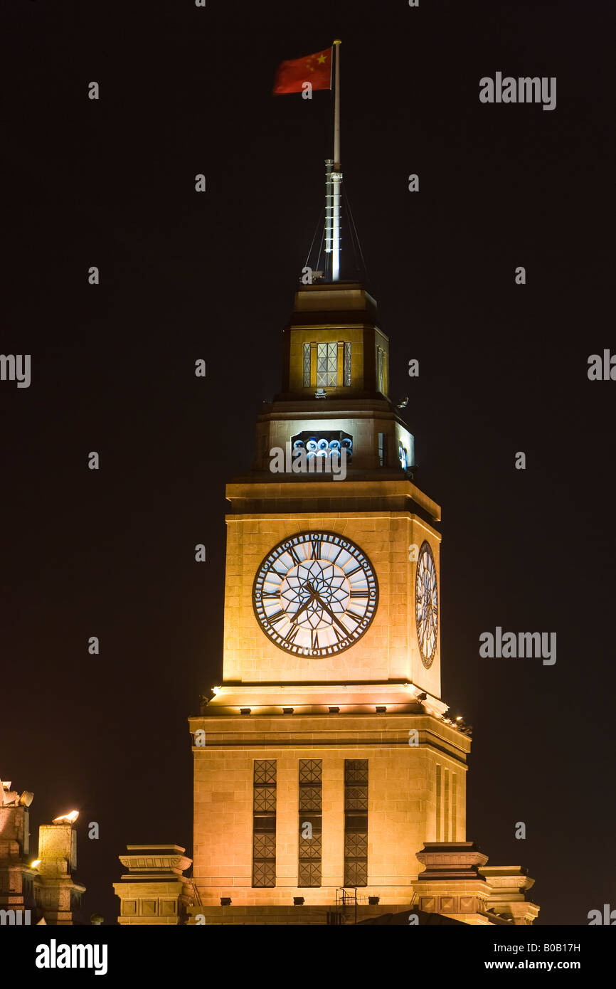China, Shanghai Historic Building and Clock along the Huangpu river and ...