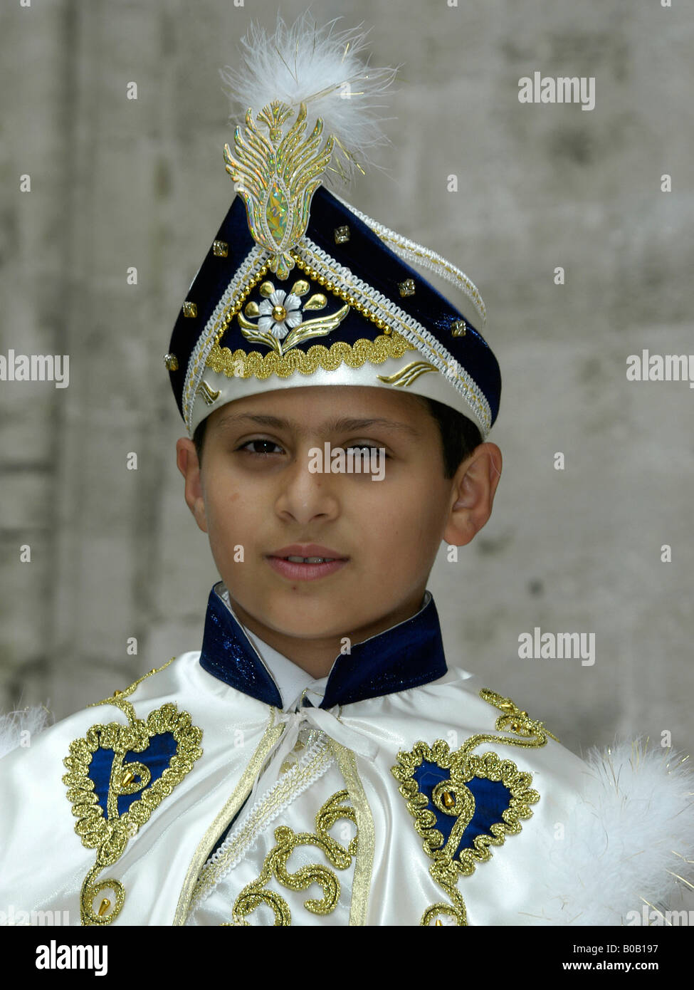 A young Turkish boy, beautiful dressed, on the day of his cirumcision ...