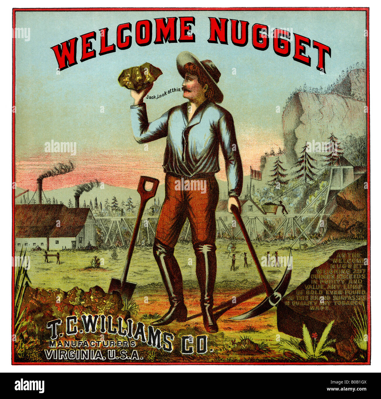 Welcome Nugget Tobacco Label Stock Photo - Alamy