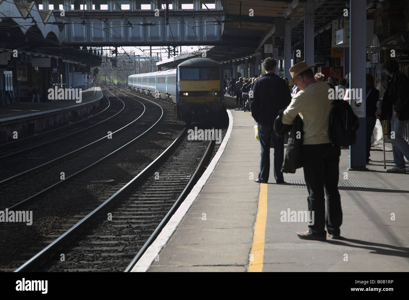 Train arriving at platform Ipswich station, Suffolk, England Stock ...
