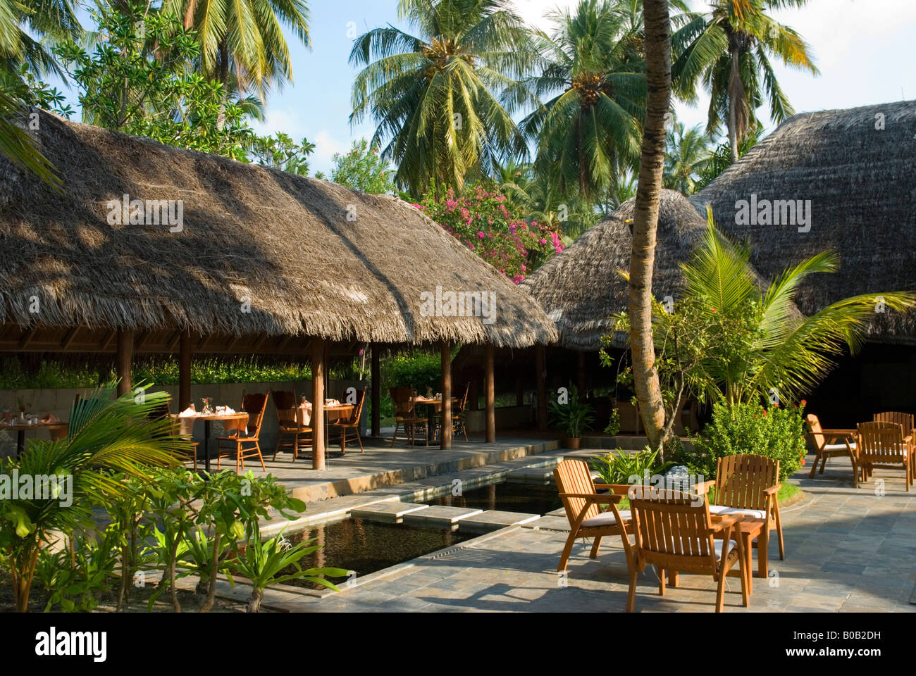 Restaurant bar area Kuramathi Spa Kuramathi Island Maldives Stock Photo ...