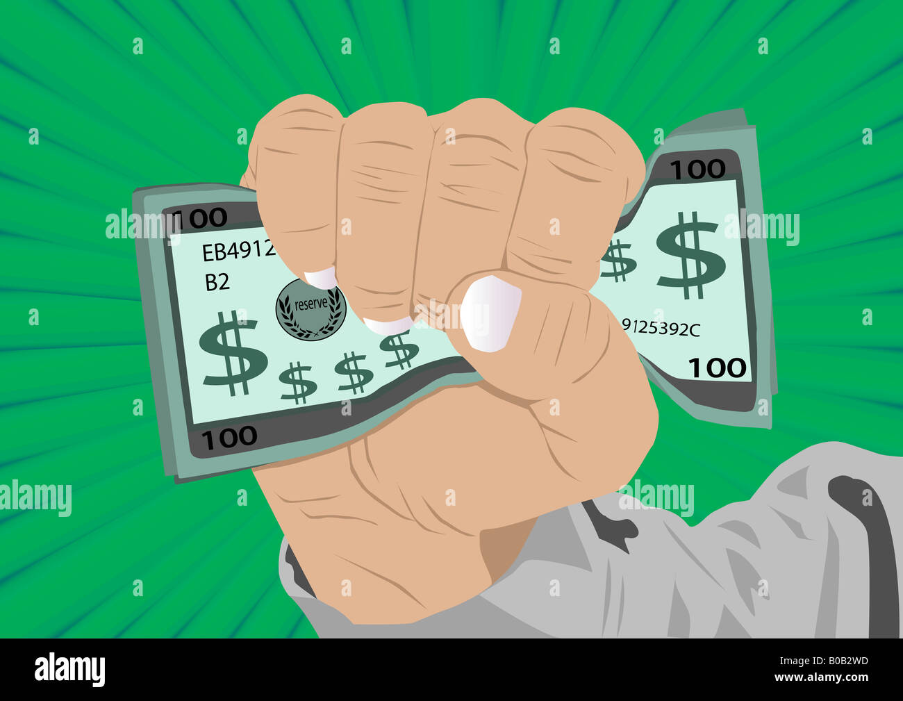 Fist full of money illustration Stock Photo - Alamy