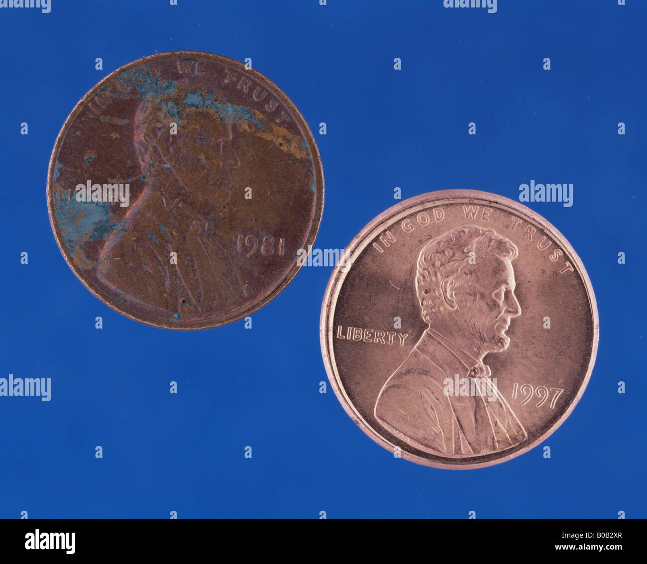 PENNIES WITH AND WITHOUT PATINA; COPPER FORMS AN EXTERNAL LAYER OF ...