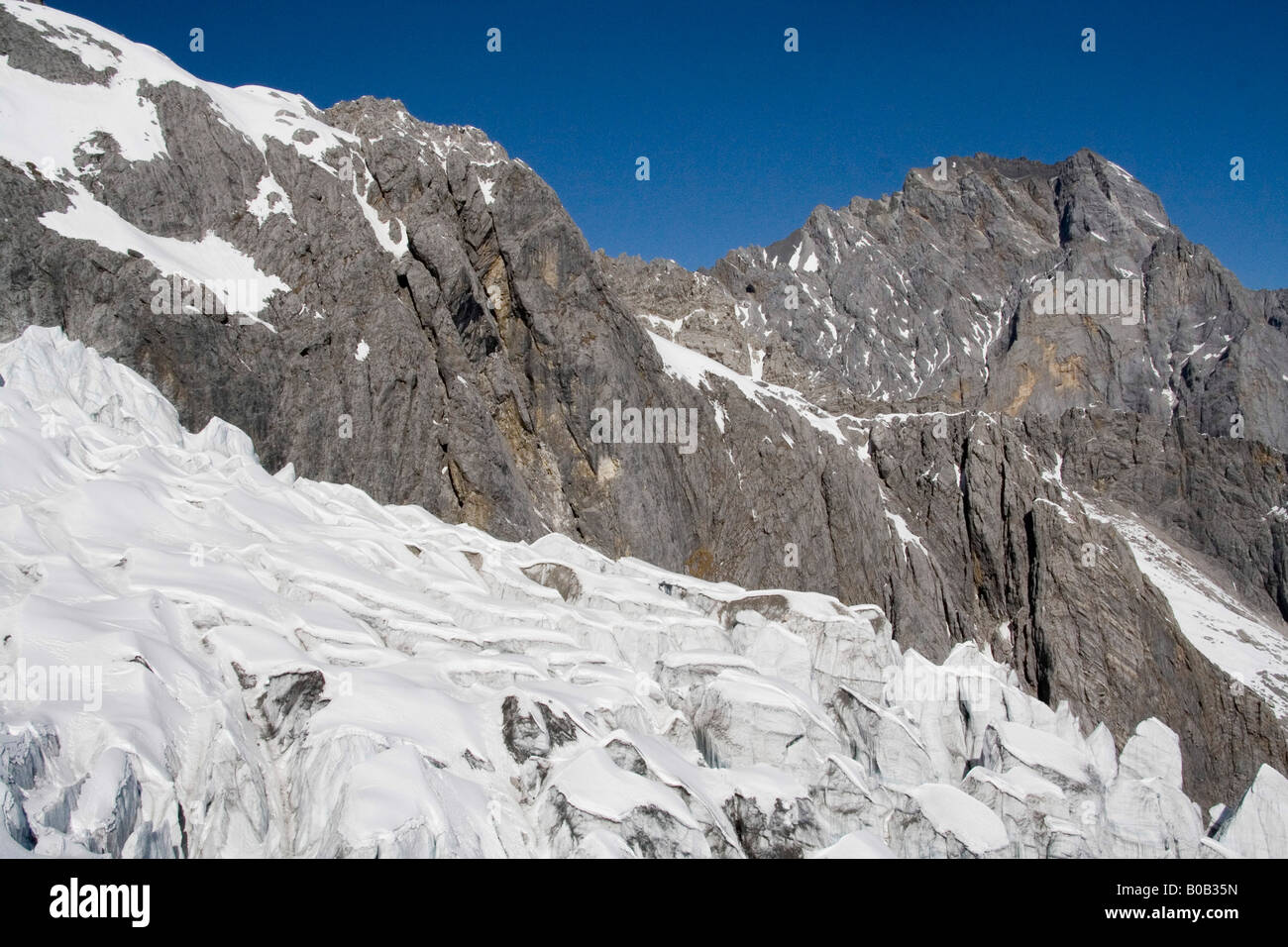 Snowy peak of Yulong ("Jade Dragon") Snow Mountain, around Lijiang ...