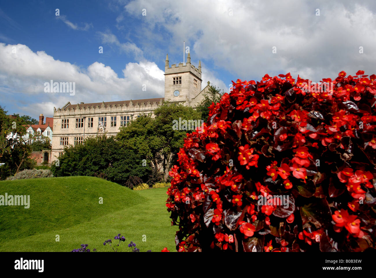 Floral display at Shrewsbury Library, Shropshire, England Stock Photo ...
