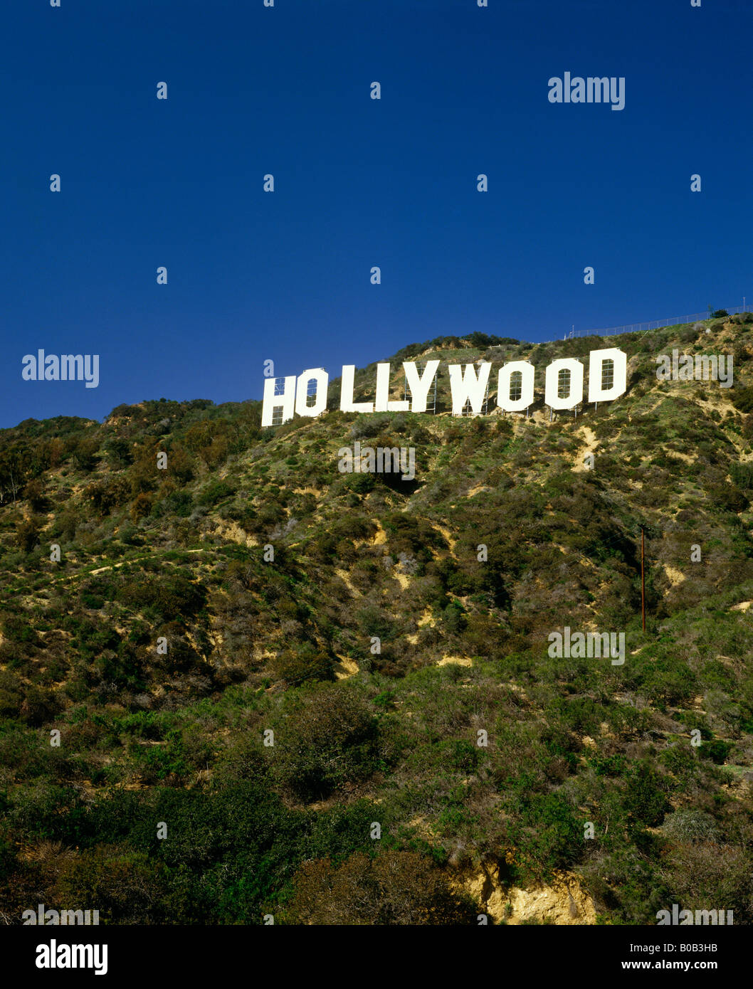 Famous Hollywood sign, green hills, Los Angeles, California, USA Stock ...
