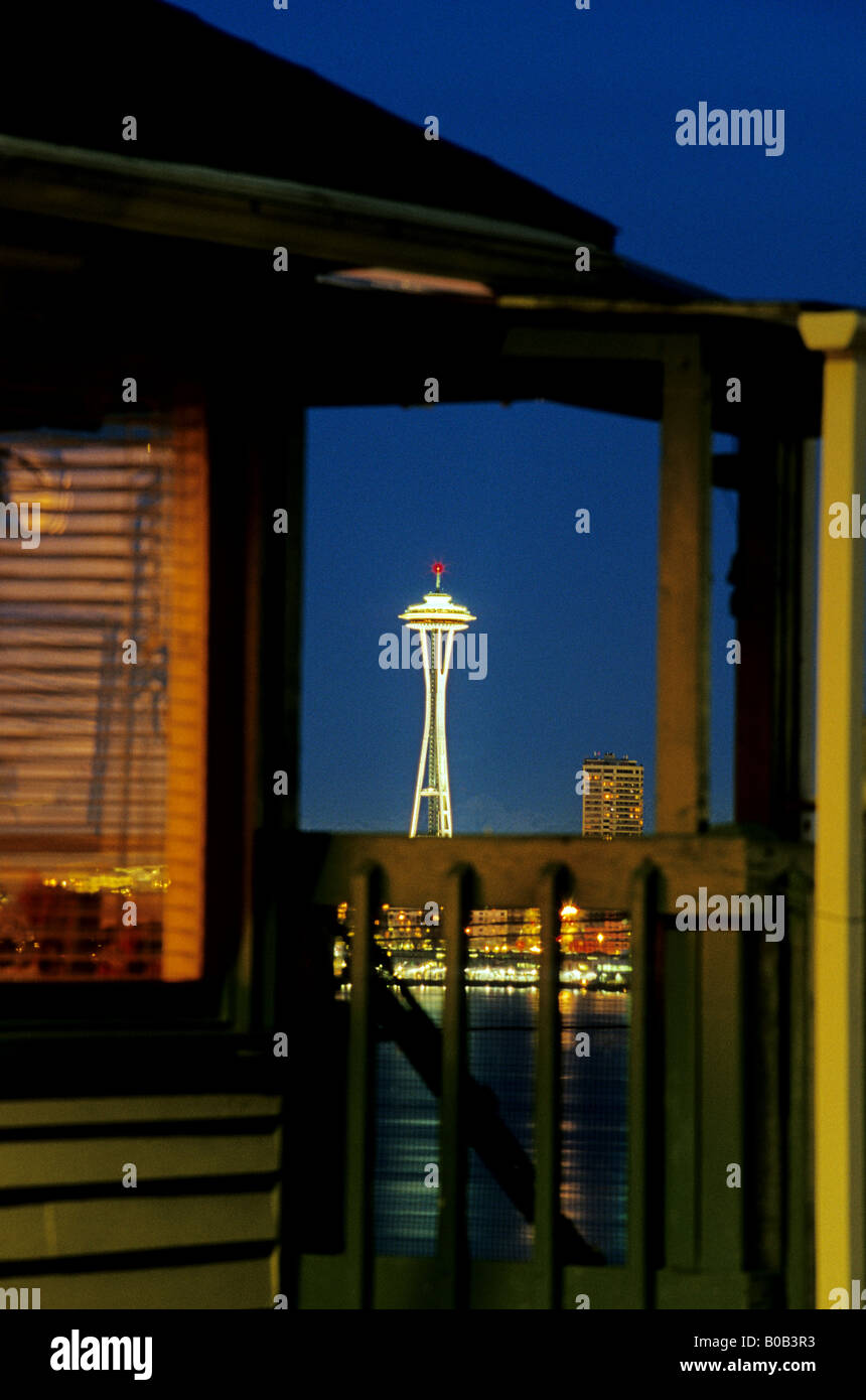 Space Needle as viewed from the Seattle Center pedestrian and tourism ...