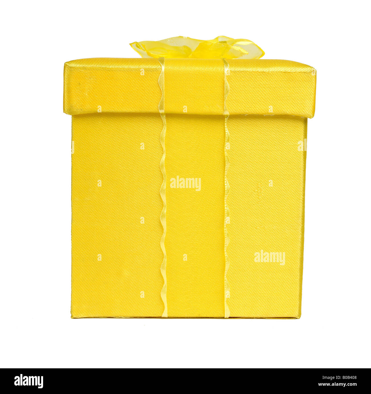 Yellow Gift Present Box with bow Stock Photo - Alamy