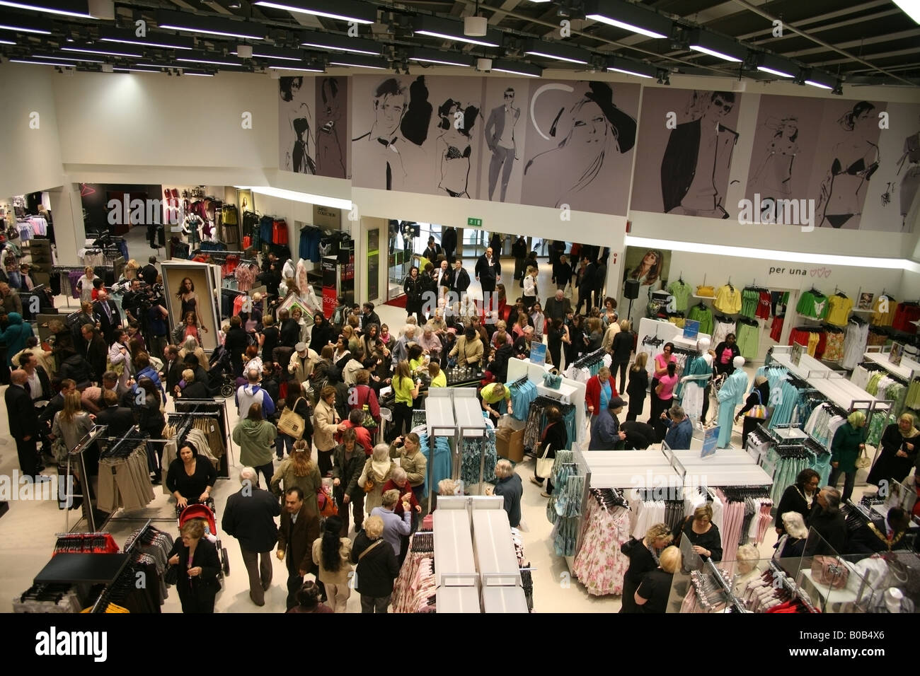 Crowds during the opening of a new supermarket South London Stock Photo ...
