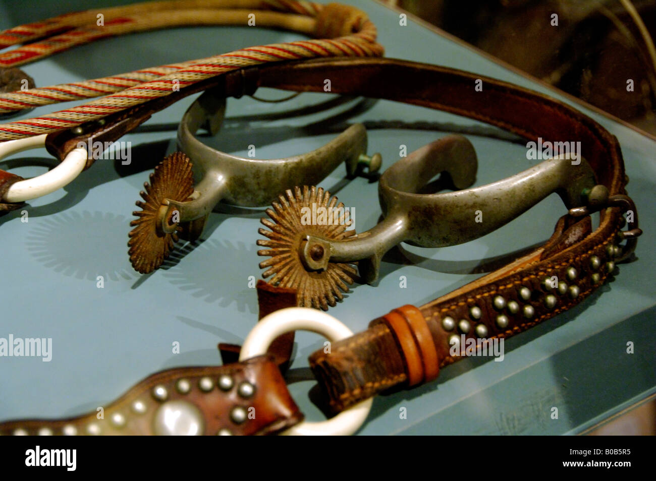 South Dakota, Rapid City, Journey Museum. Vintage western spurs with ...
