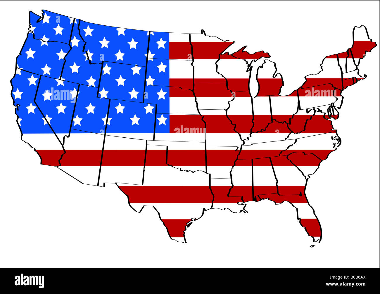 United States with flag overlay Stock Photo - Alamy