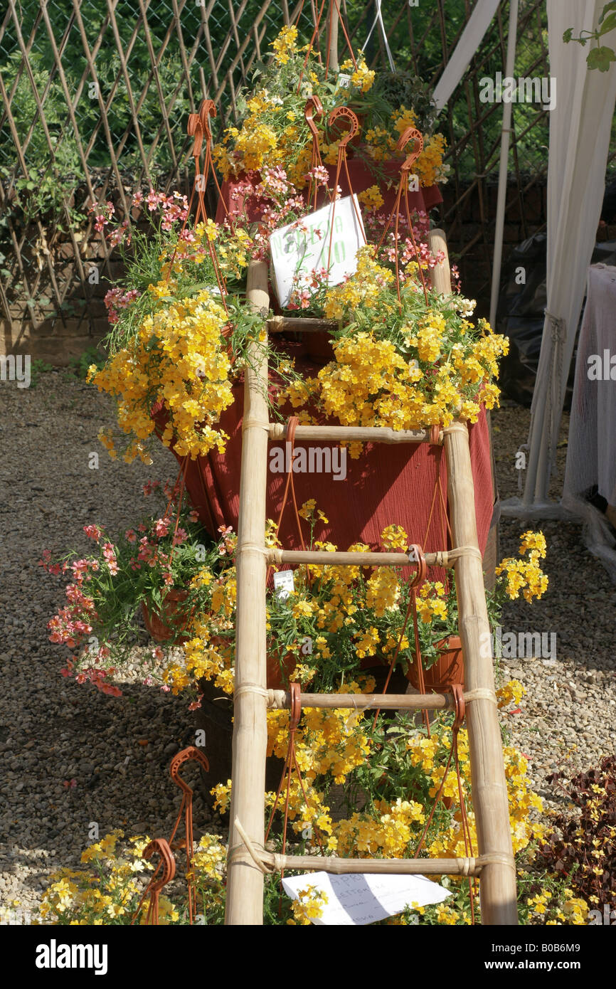 A ladder decorated with flowers Stock Photo - Alamy