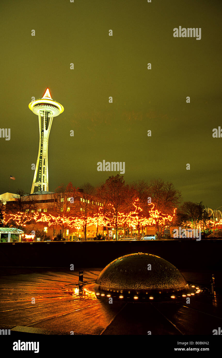 Space Needle as viewed from the Seattle Center pedestrian and tourism ...