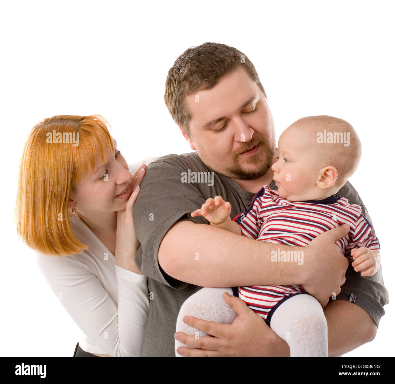 the mother father and son on white background Stock Photo - Alamy