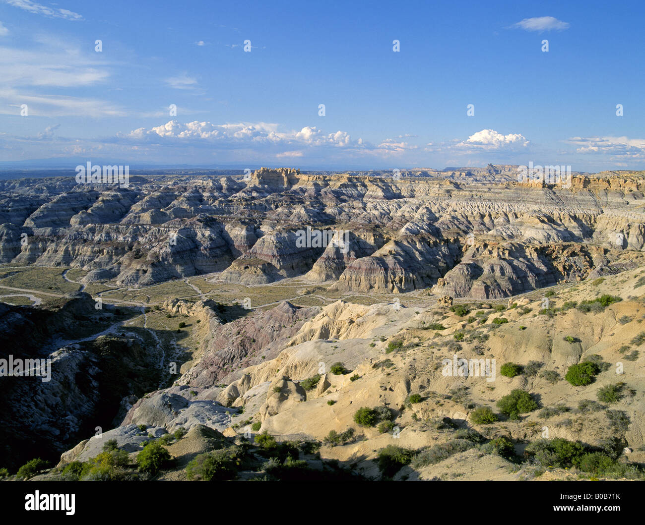 The eroded mud cliffs of the Badlands in Angel Peak national Recreation ...