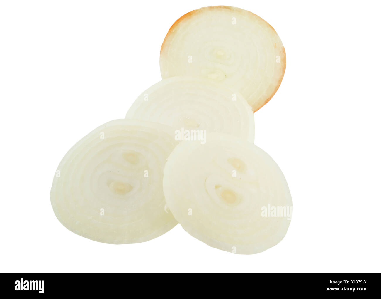 Onion cut in slices isolated over white background Stock Photo - Alamy