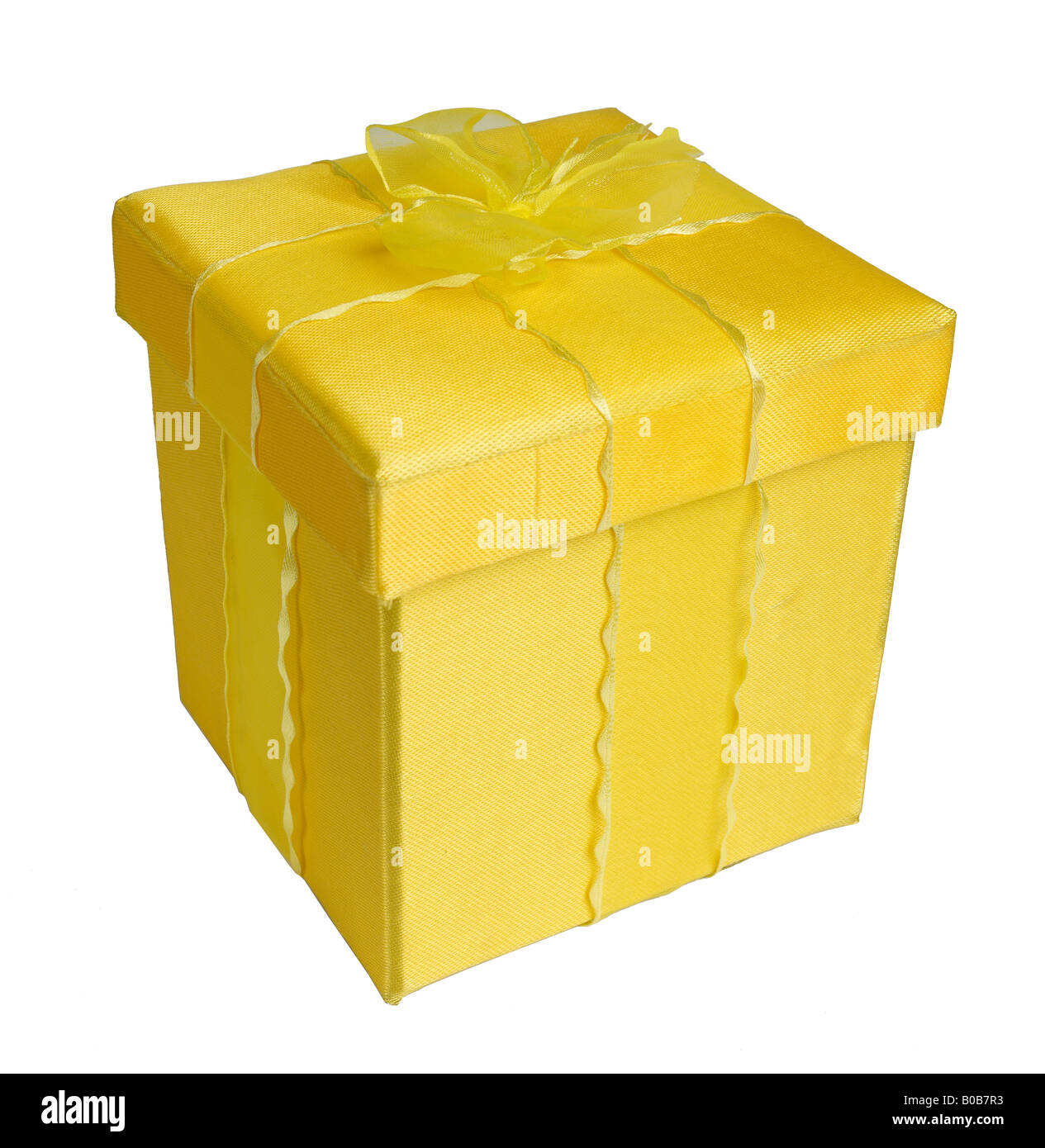 Yellow Gift Present Box with bow Stock Photo - Alamy