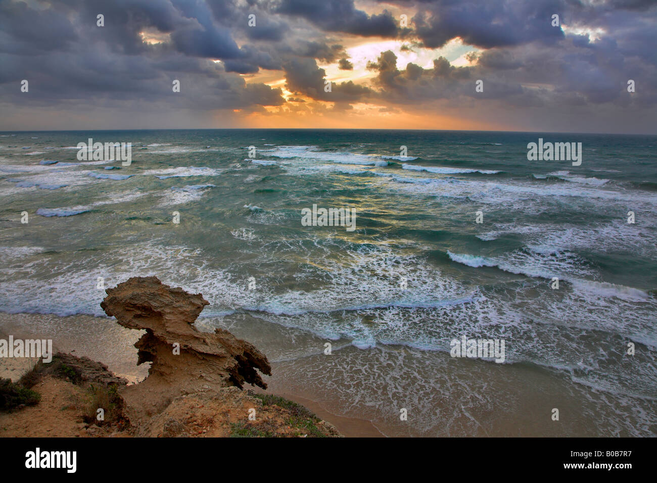 A storming sunset in the winter on Mediterranean sea Stock Photo - Alamy