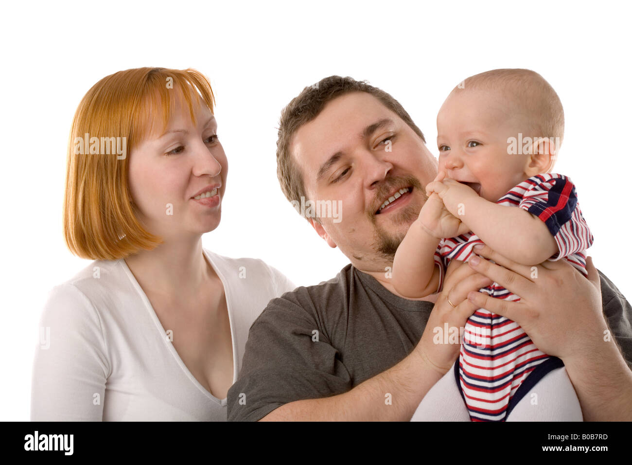 the mother father and son on white background Stock Photo - Alamy