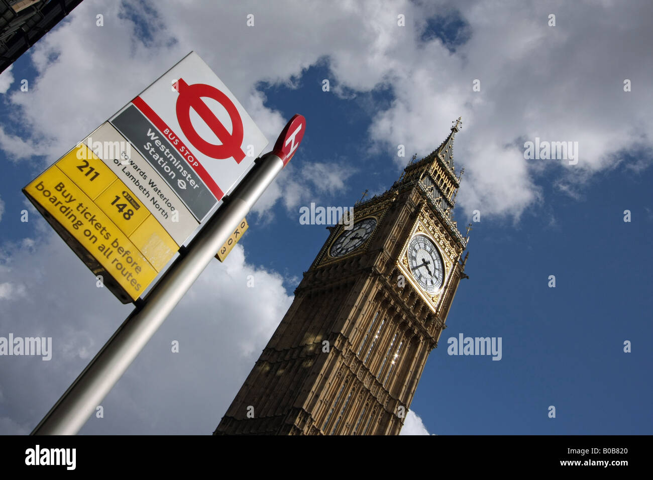 Big Ben And Bus Stop Sign High Resolution Stock Photography and Images ...