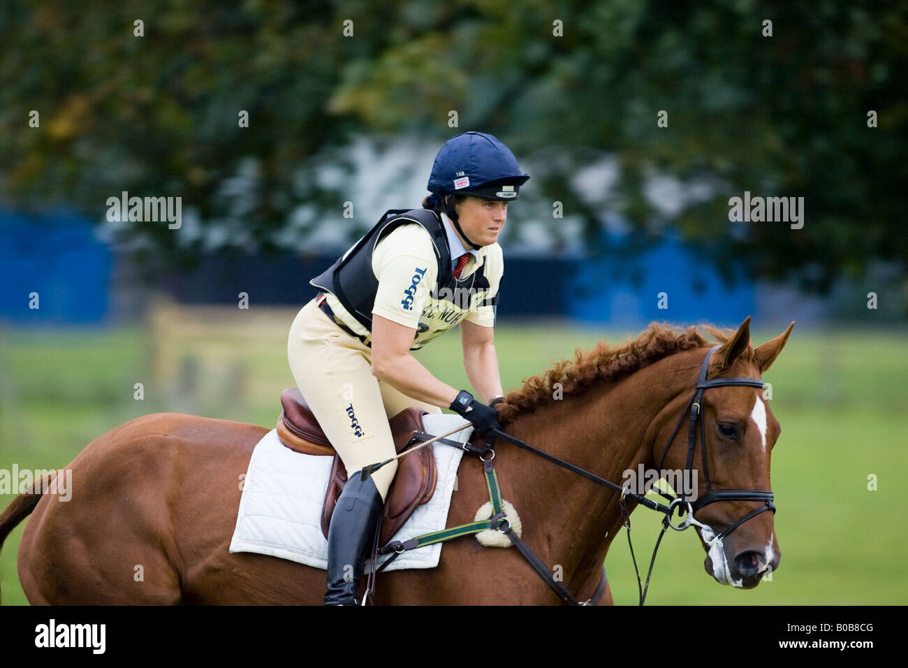 Pippa Funnell in the cross country phase of an eventing competition ...