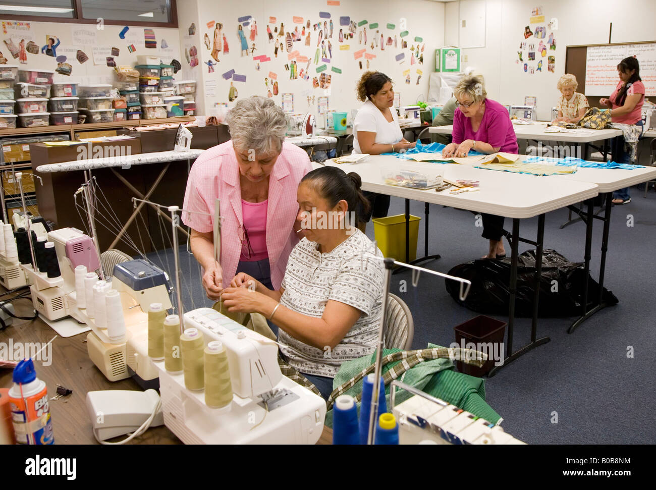 Sewing class for immigrant women Stock Photo - Alamy