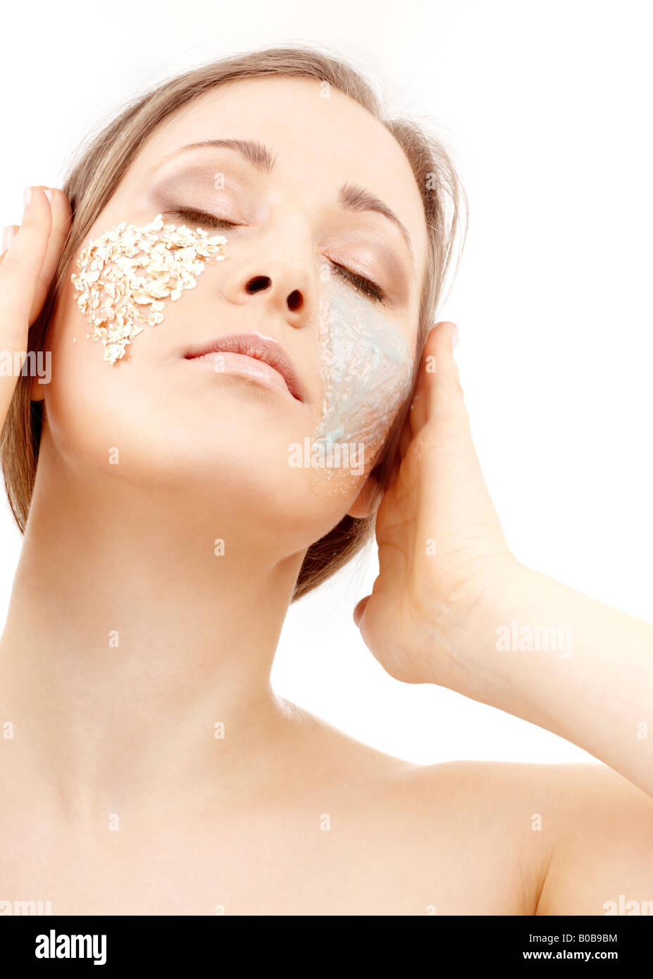 beautiful woman with gel and scrub on face Stock Photo - Alamy
