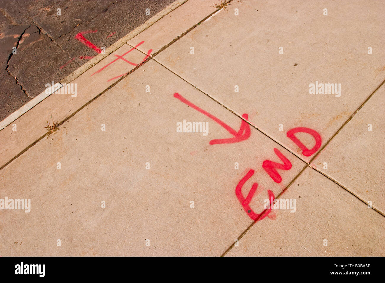 Spray painted sign on the sidewalk in downtown Hartford Connecticut USA ...