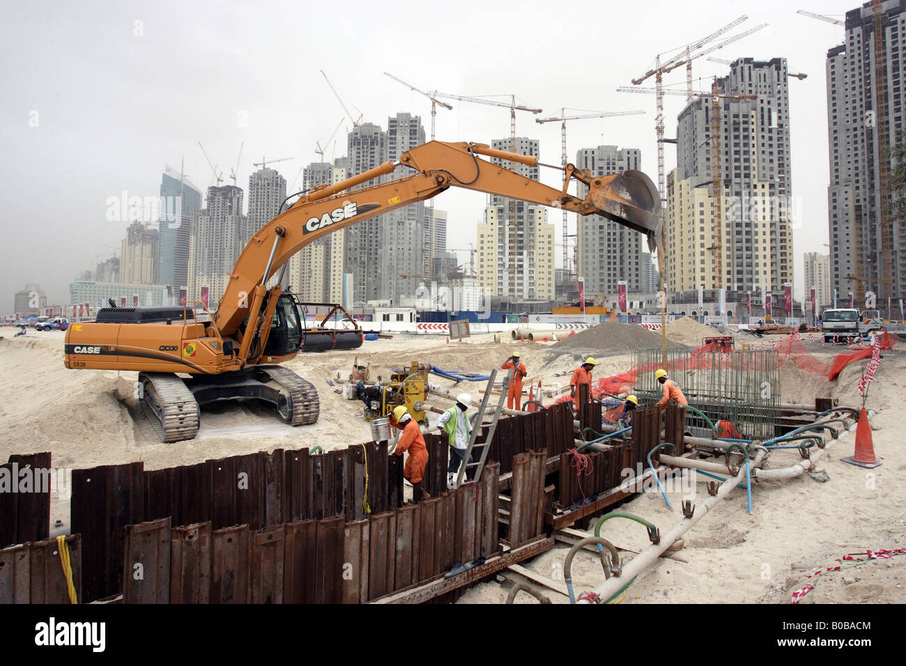 Construction site in the Dubai Marina district, United Arab Emirates ...