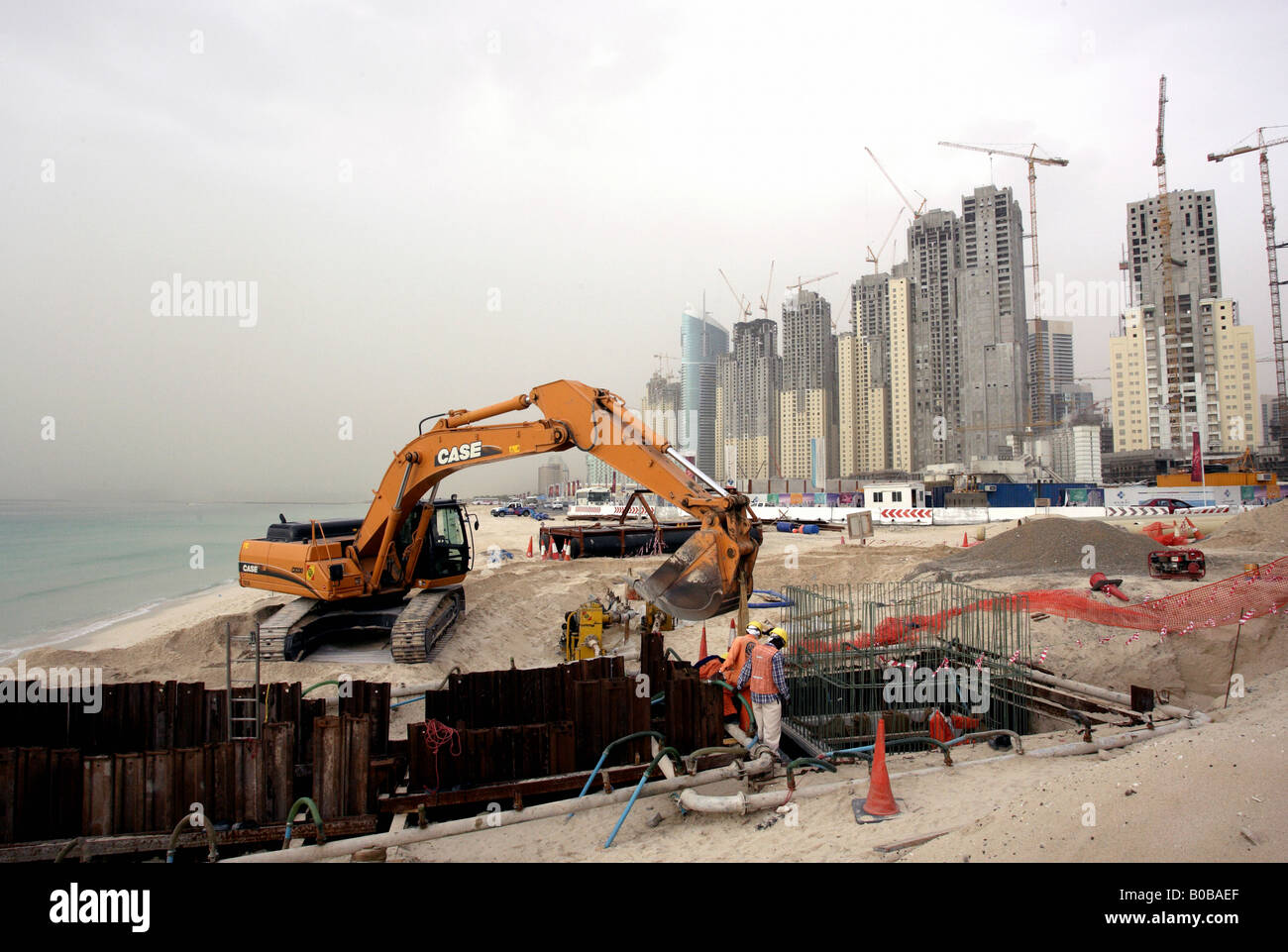 Construction site in the Dubai Marina district, United Arab Emirates ...