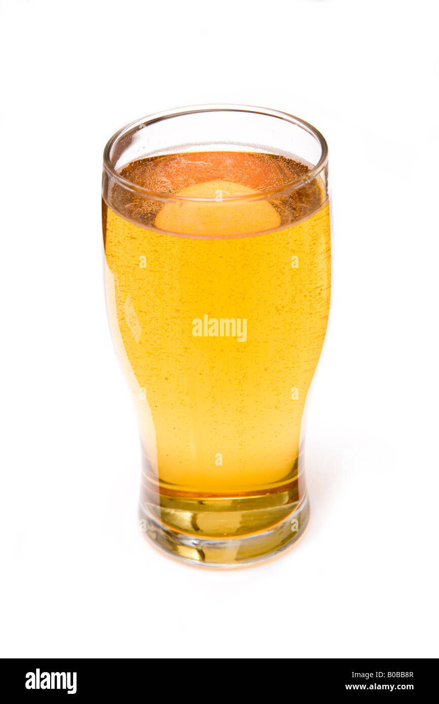 Glass of cider isolated on a white studio background Stock Photo - Alamy