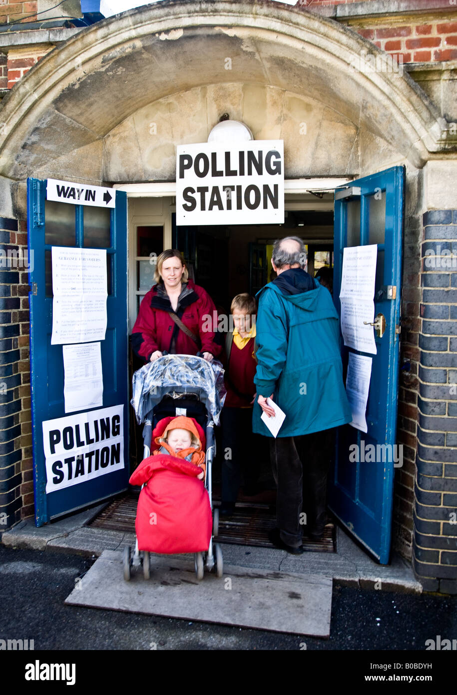Local Polling station in Redhill Surrey Voters coming and going at a ...