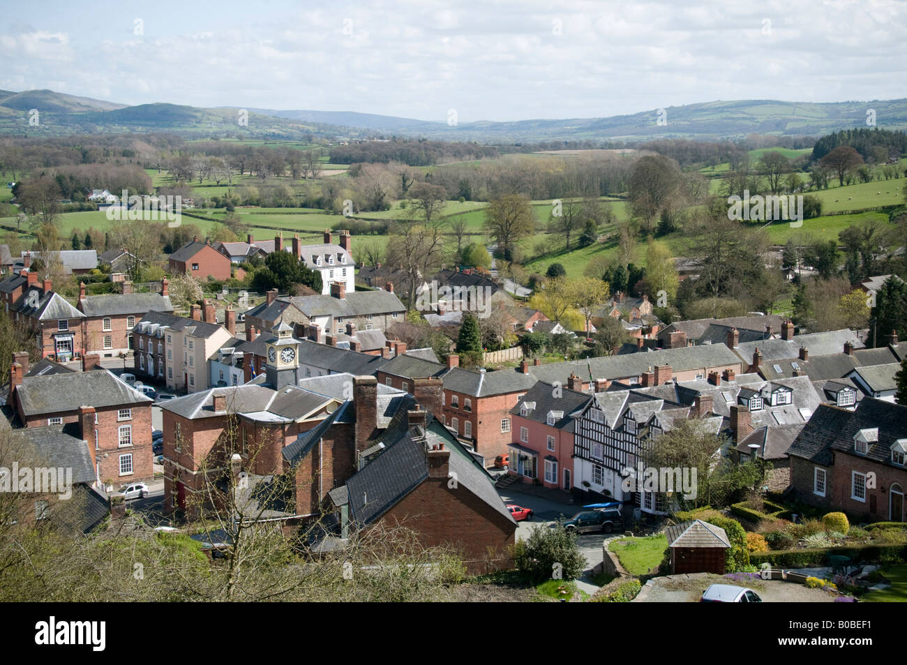 Montgomery town in countryside of rural Powys near the wales england ...