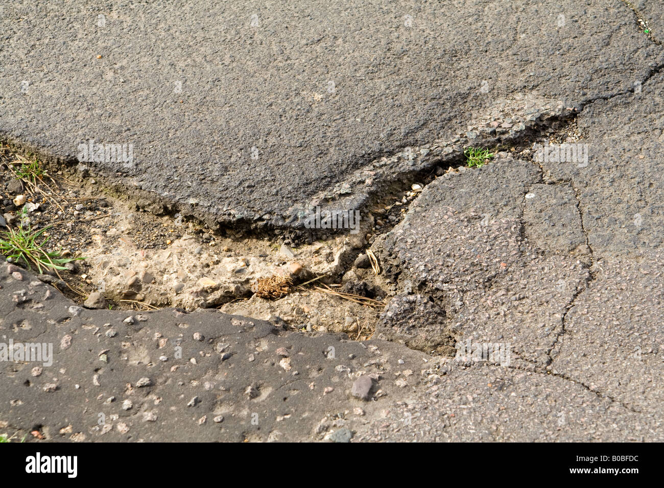 Worn and cracked road surface, UK Stock Photo - Alamy