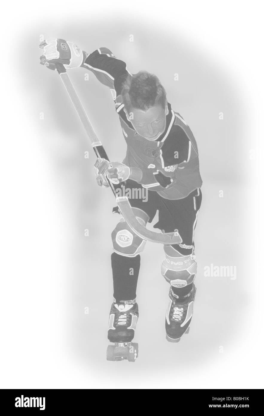 Illustration of a roller hockey player skating for the ball Stock Photo ...