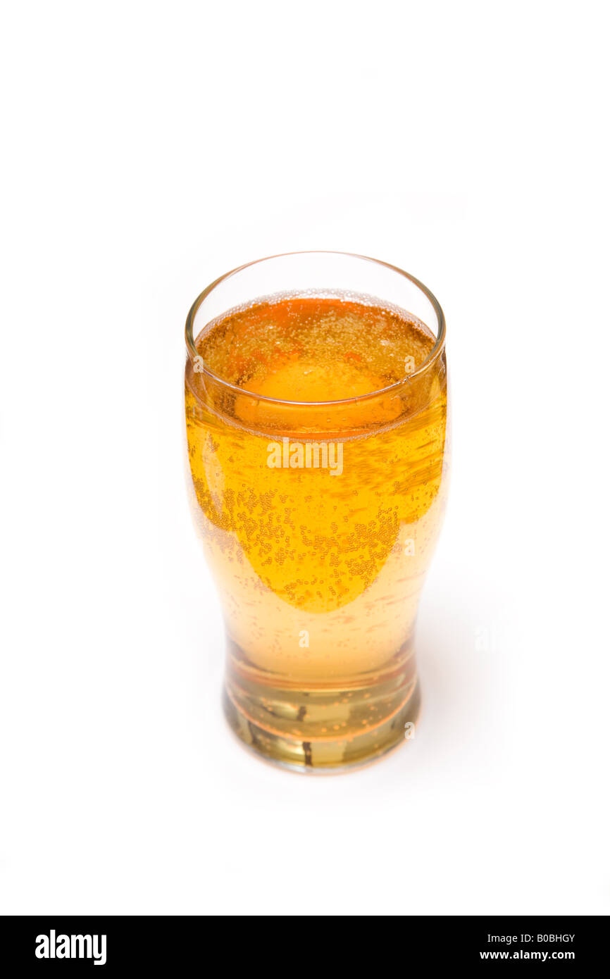 Pint of cider isolated on a white studio background Stock Photo - Alamy