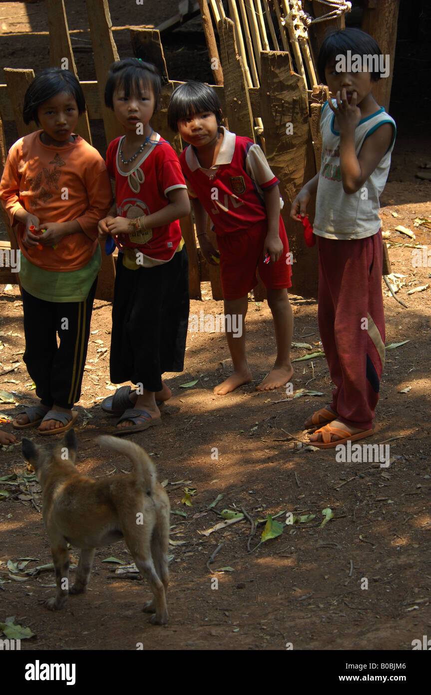 hmong hill tribe children, near mae hong son , thailand Stock Photo - Alamy