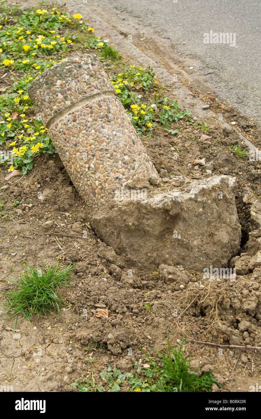 A ^damaged bollard, UK Stock Photo - Alamy