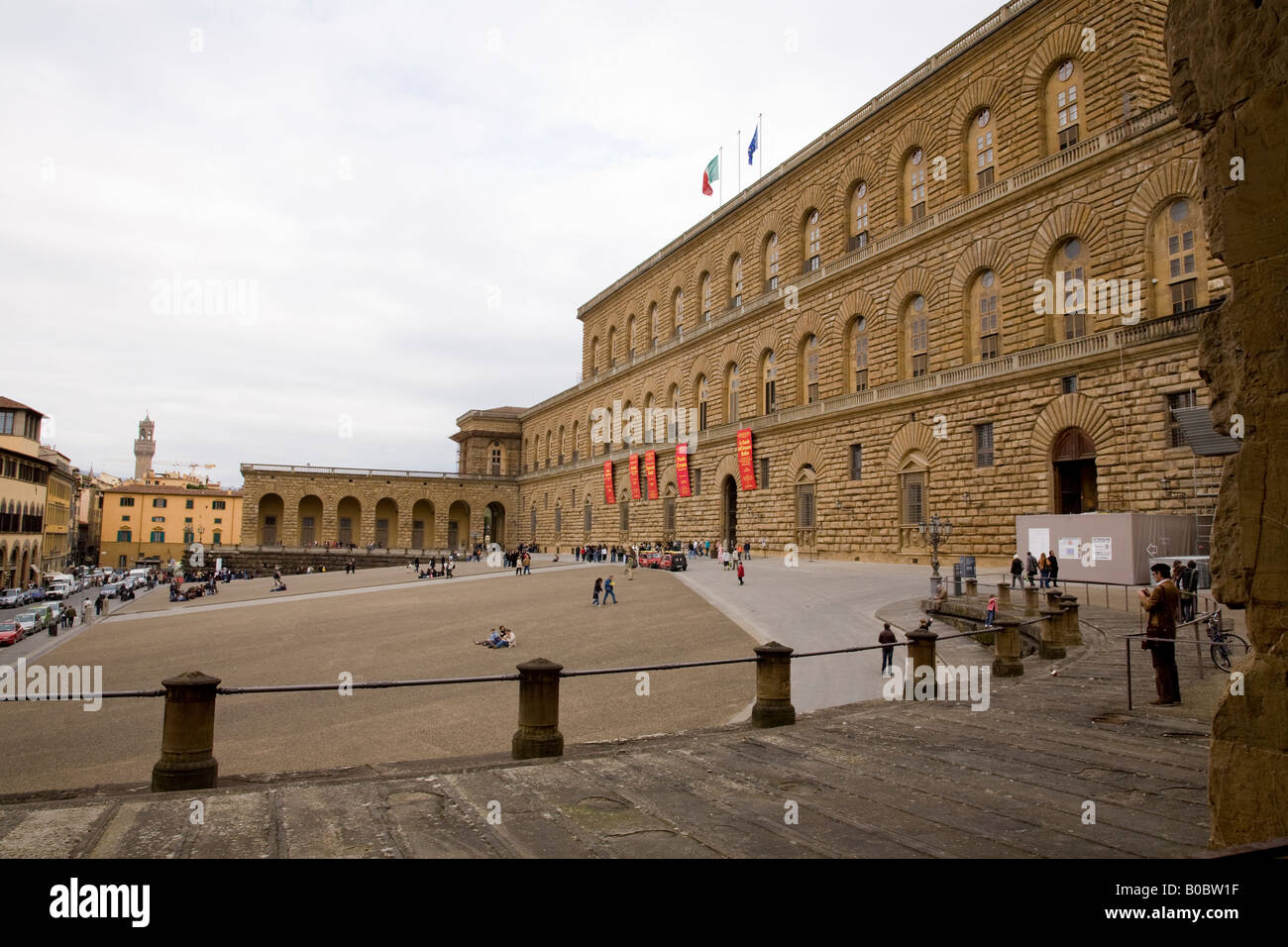the art gallery of Palazzo Pitti and Piazza Pitti Florence Italy Stock ...