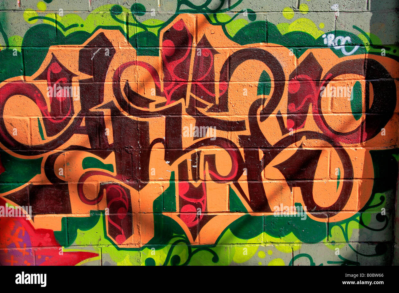Wall covered in colourful graffiti Generic city landscape Stock Photo ...